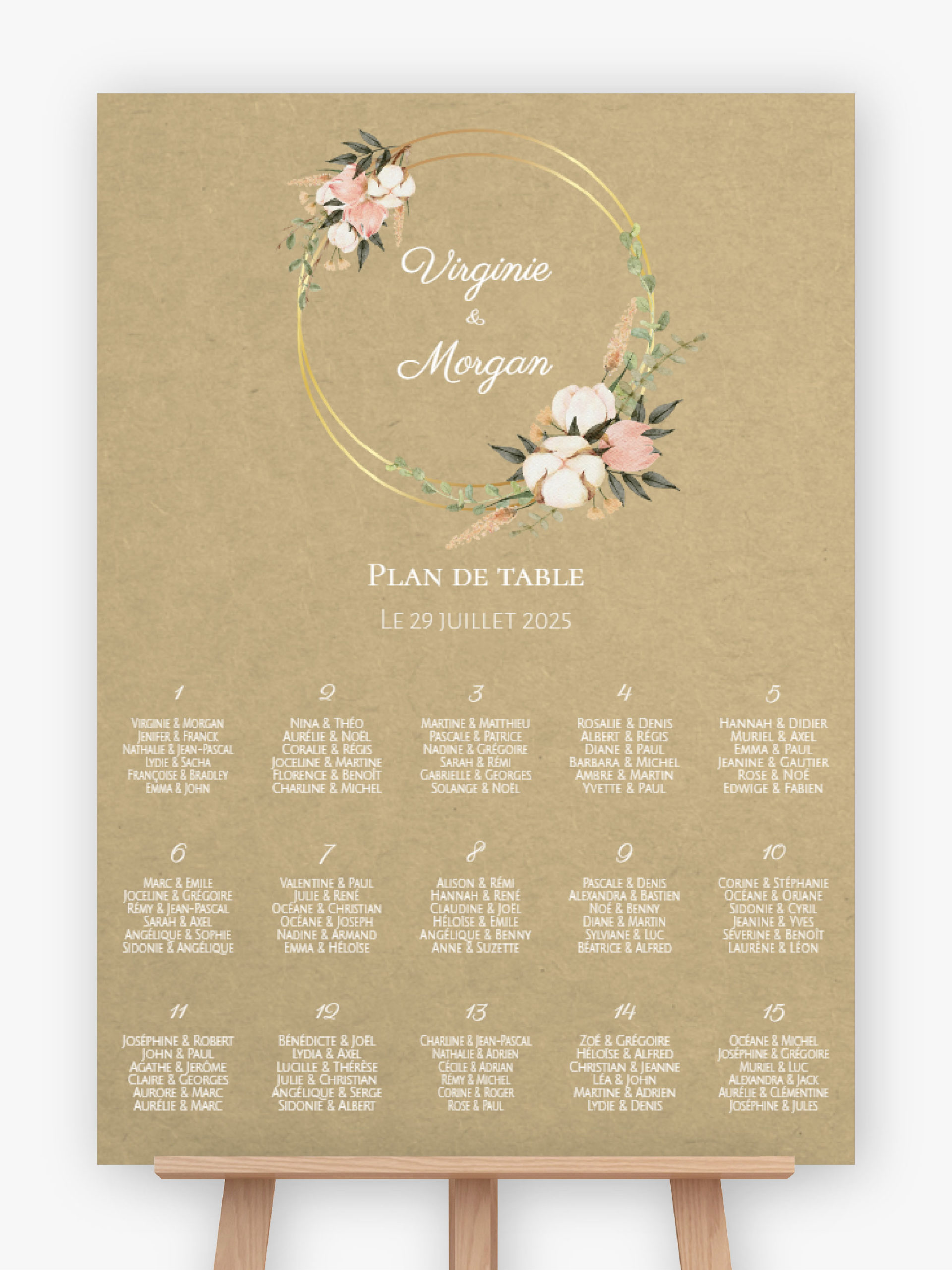 Plan de table mariage à imprimer - Anneaux champêtre - Support au choix Plan de table mariage à imprimer - Anneaux champêtre - Support au choix